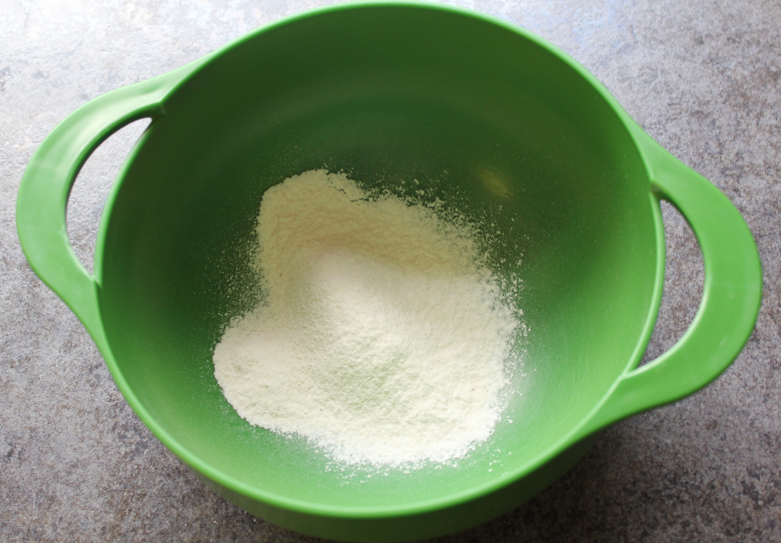 Flour added to bowl.